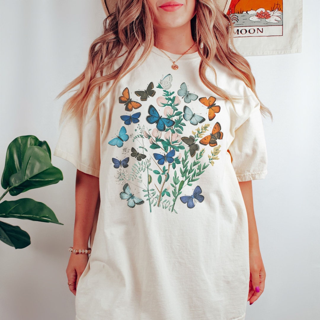 Vintage Butterflies Comfort Colors Graphic Tee, Butterflies Tee, Summer ...