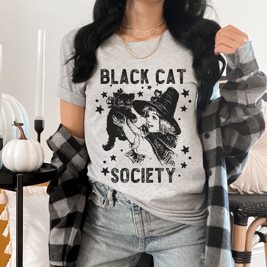 Black Cat Shirt, Cat Tshirt, Halloween Shirt, Witchy Shirt, Halloween ...