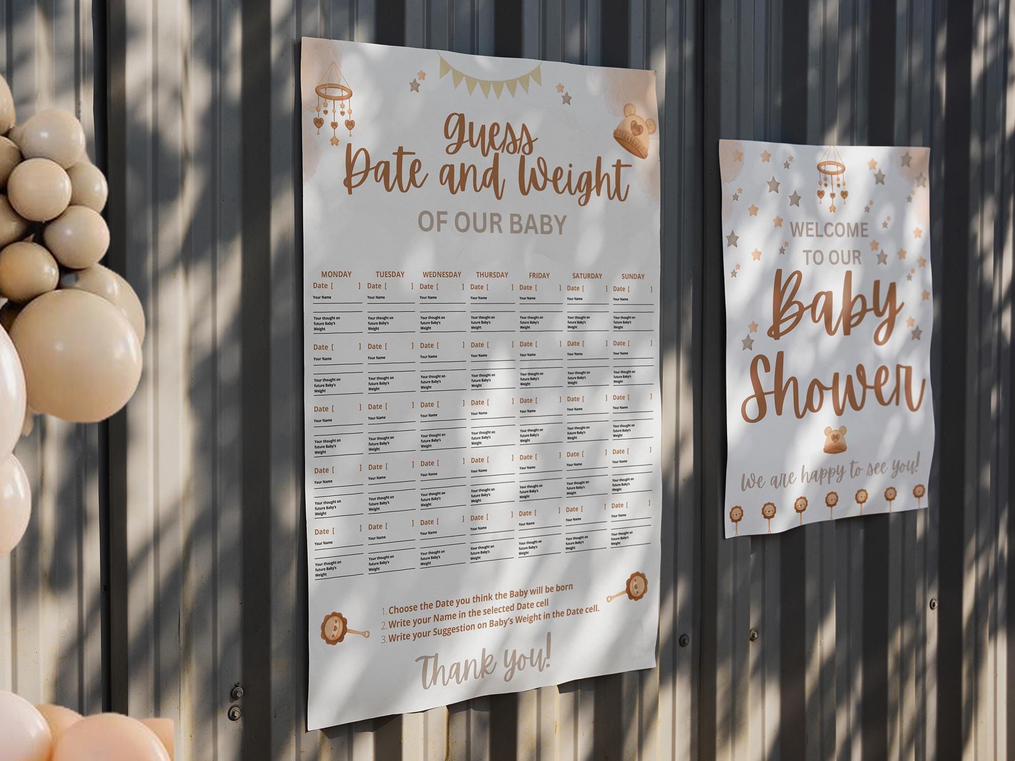 Guess Baby's Birth Date & Weight Game – Baby Shower Printable (digital ...