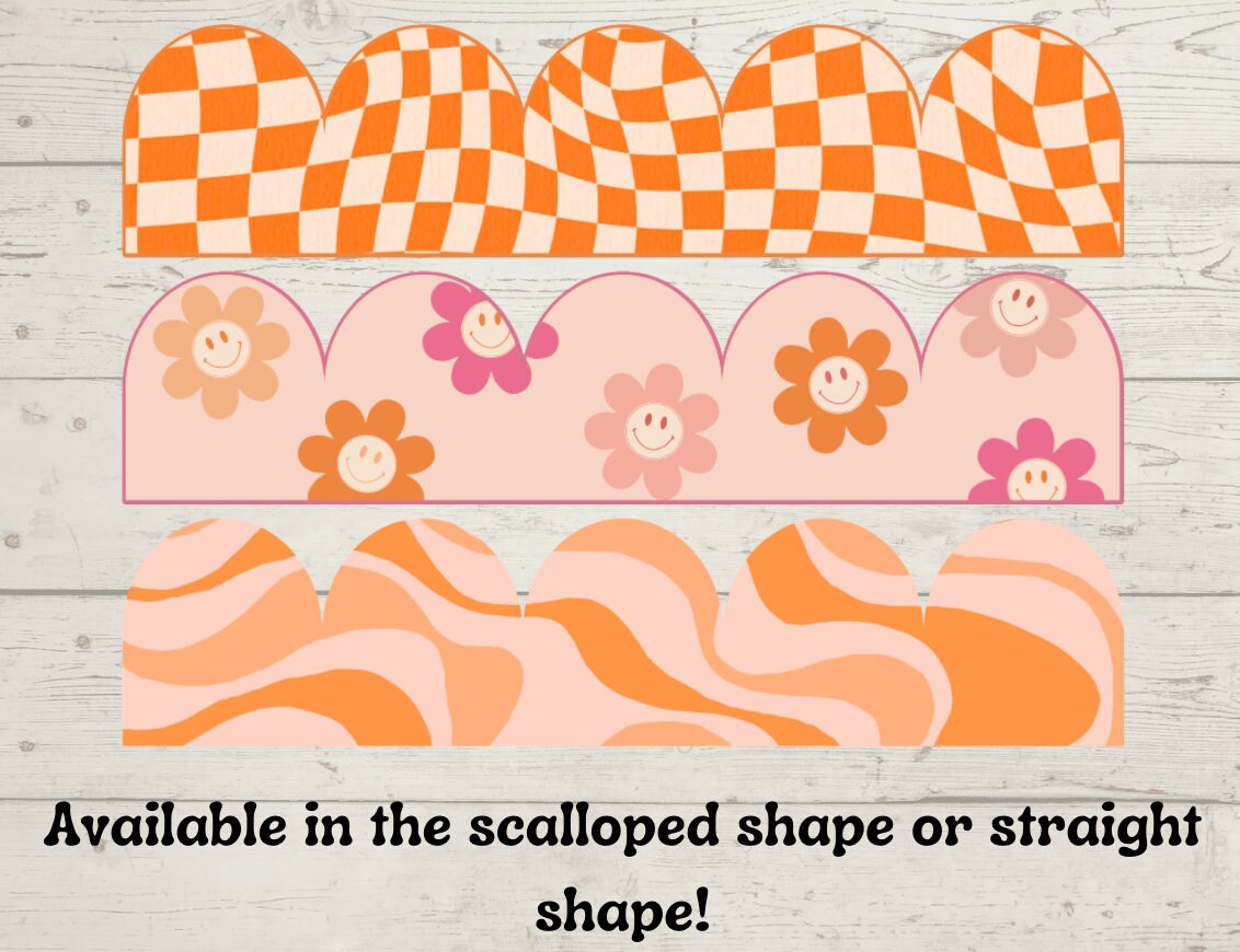 Retro Groovy 70s Bundle | Printable Digital Bulletin Board Borders - Etsy