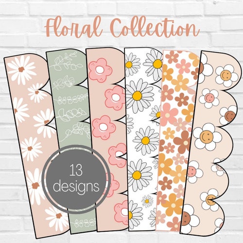 Floral Bundle Classroom Bulletin Board Borders Instant - Etsy