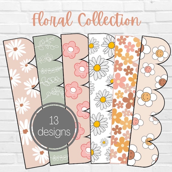 Floral Bundle Classroom Bulletin Board Borders Instant - Etsy