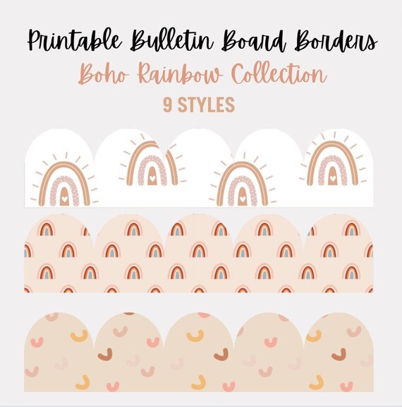 Boho Rainbow Bundle Printable Bulletin Board Borders - Etsy