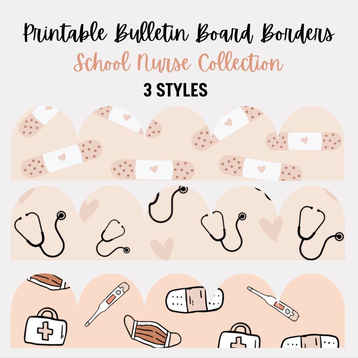 School Nurse Bundle Printable Bulletin Board Borders - Etsy