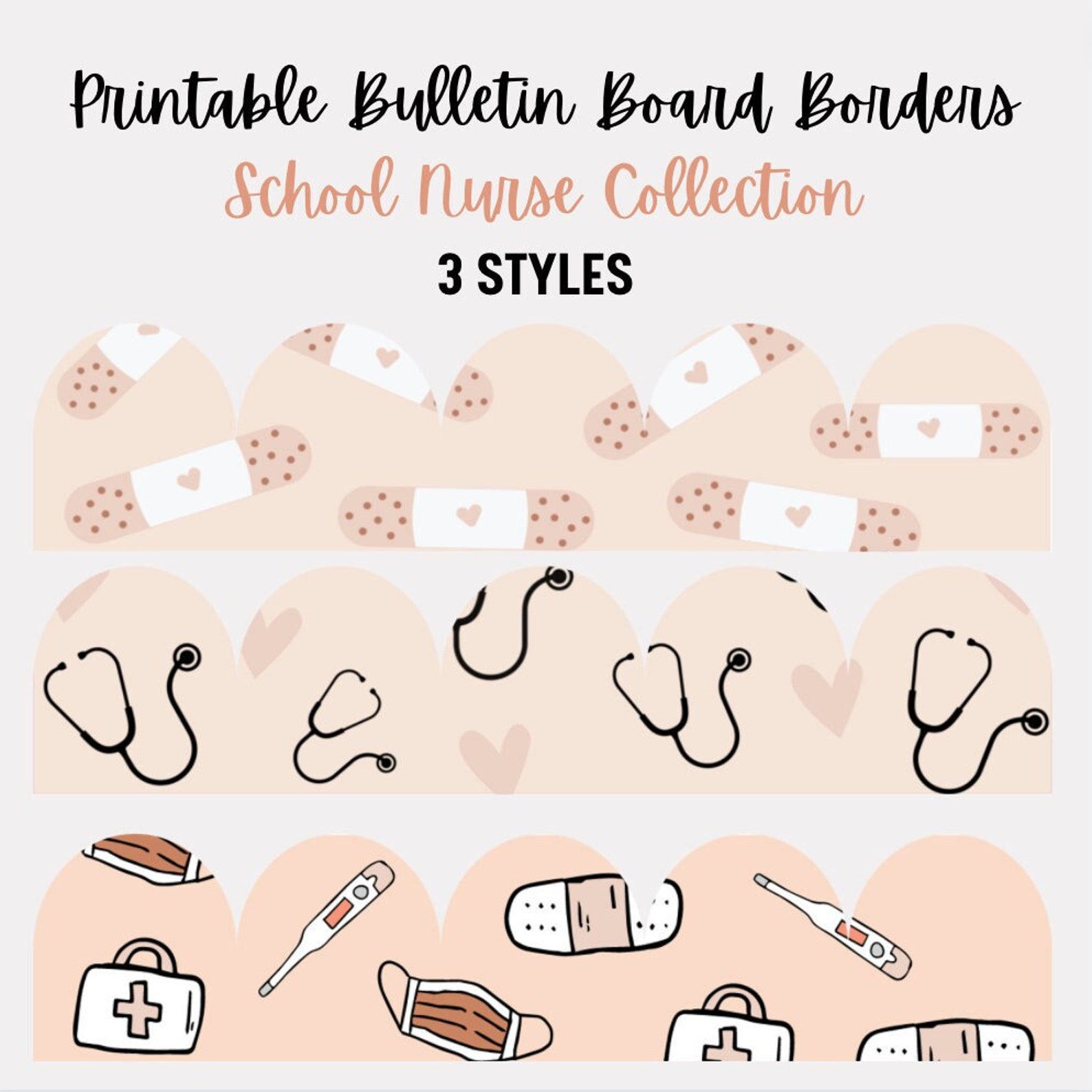 School Nurse Bundle Printable Bulletin Board Borders - Etsy