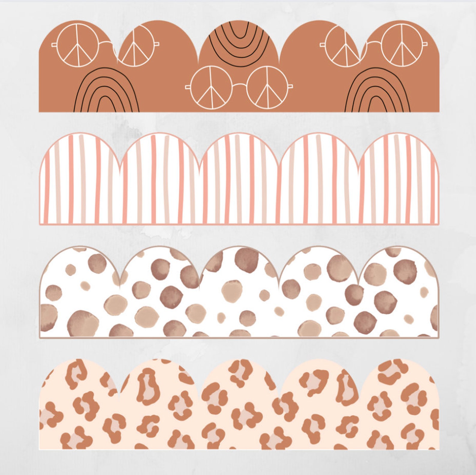 Boho Rainbow Bundle | Printable Bulletin Board Borders - Etsy