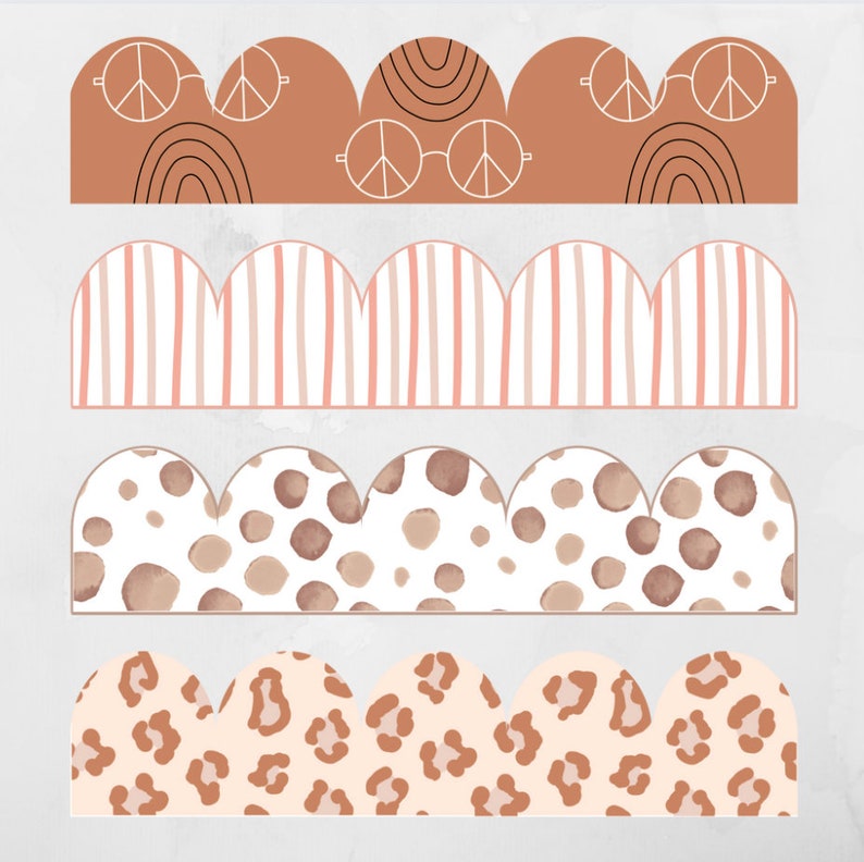 Boho Rainbow Bundle | Printable Bulletin Board Borders - Etsy