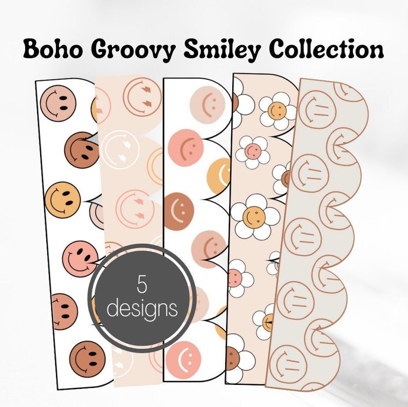 Boho Smiley Bundle Digital Download Printable Bulletin Board Borders - Etsy