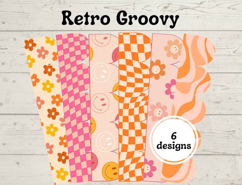 Retro Groovy 70s Bundle | Printable Digital Bulletin Board Borders - Etsy