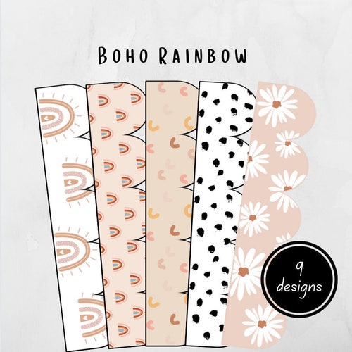 Boho Rainbow Bundle Printable Bulletin Board Borders - Etsy