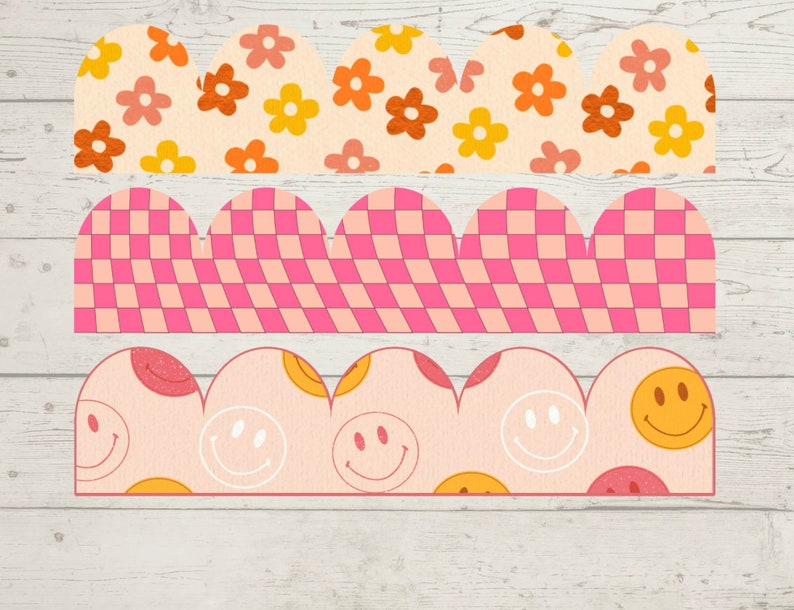 Retro Groovy 70s Bundle | Printable Digital Bulletin Board Borders - Etsy