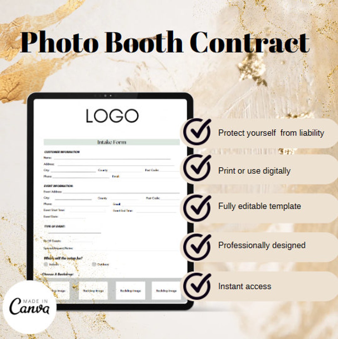 Photo Booth Contract, Editable Photo Booth Rental Contract, Photo Booth ...