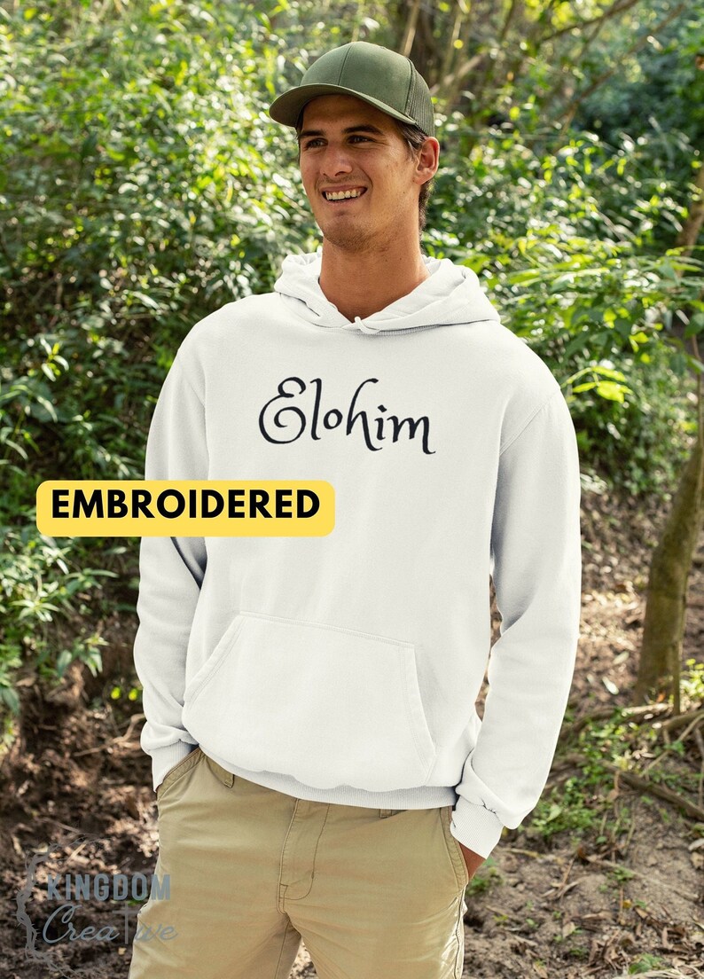 Embroidered Elohim Hoodie, ELOHIM Sweater, YHWH Hoodie, Embroidered ...