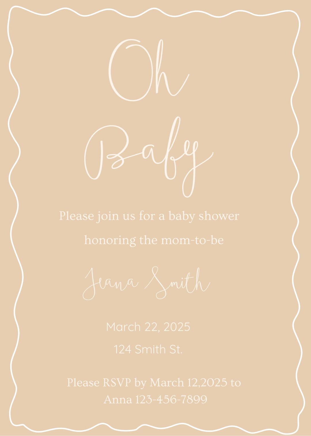 Editable Simple Baby Shower Invitation 5x7 - Etsy Australia