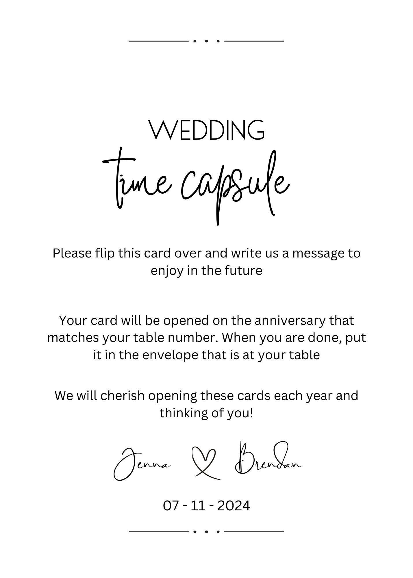 Editable Minimalist Wedding Time Capsule 5x7 - Etsy