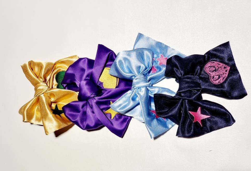 Themed Bizarre Handmade Embroidered Satin Hair Bows - Etsy
