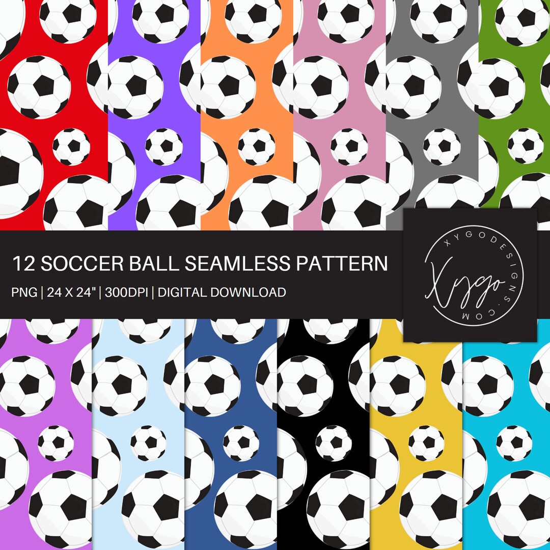 Set of 12 Seamless Soccerball Patterns With Vibrant Background Colors ...