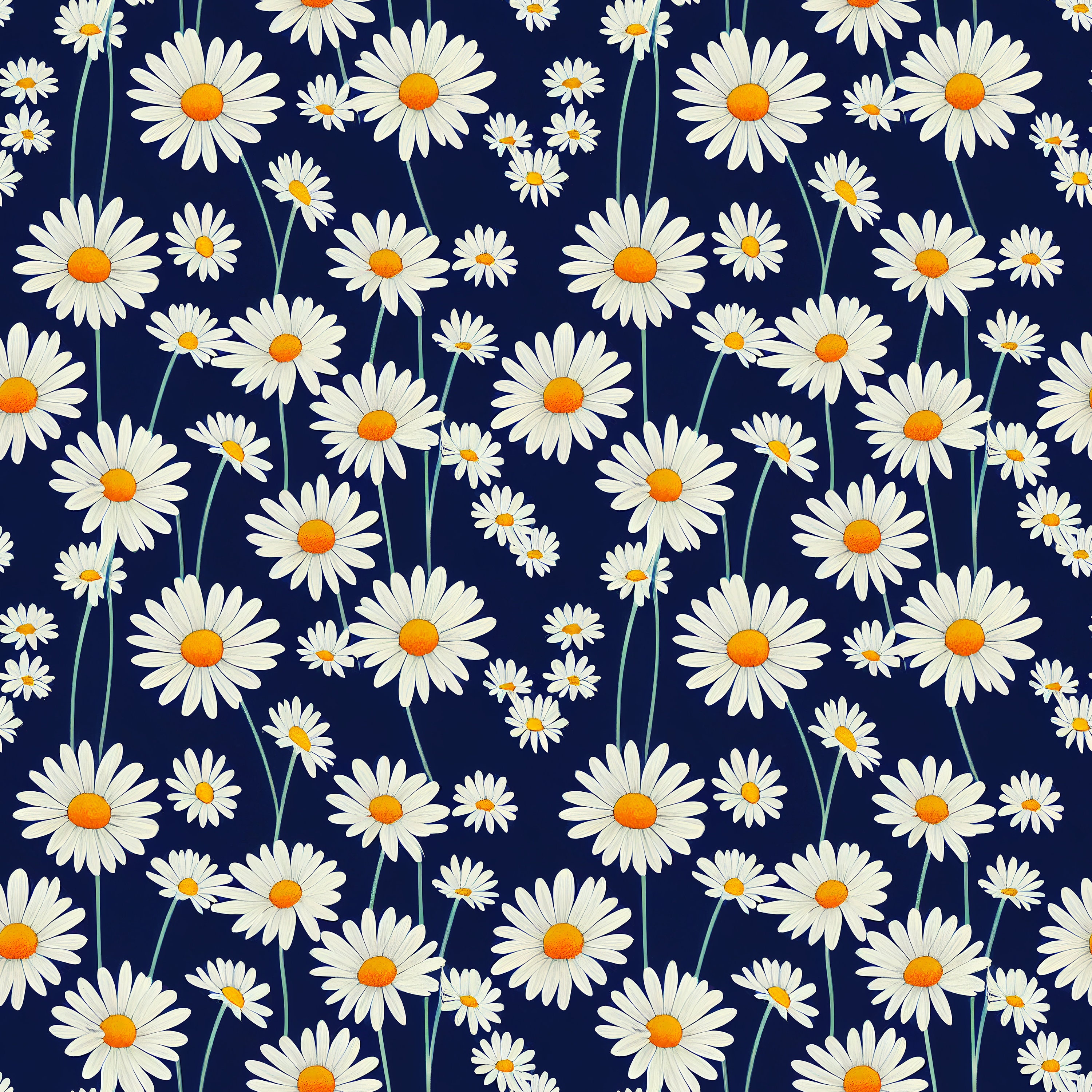 Dark Blue Daisy Seamless Pattern: Digital Download for Crafting and ...