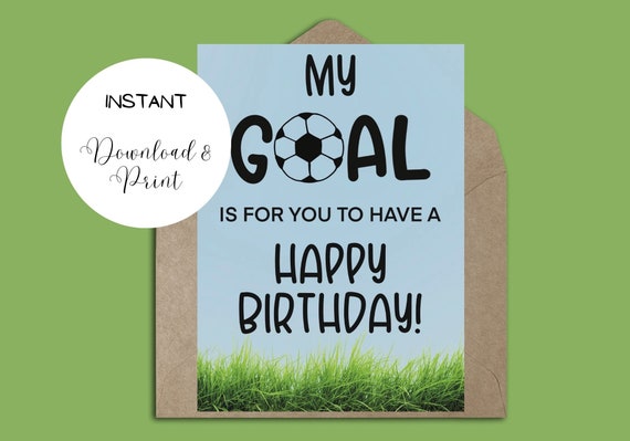 Soccer Happy Birthday Printable Greeting Card Instant - Etsy