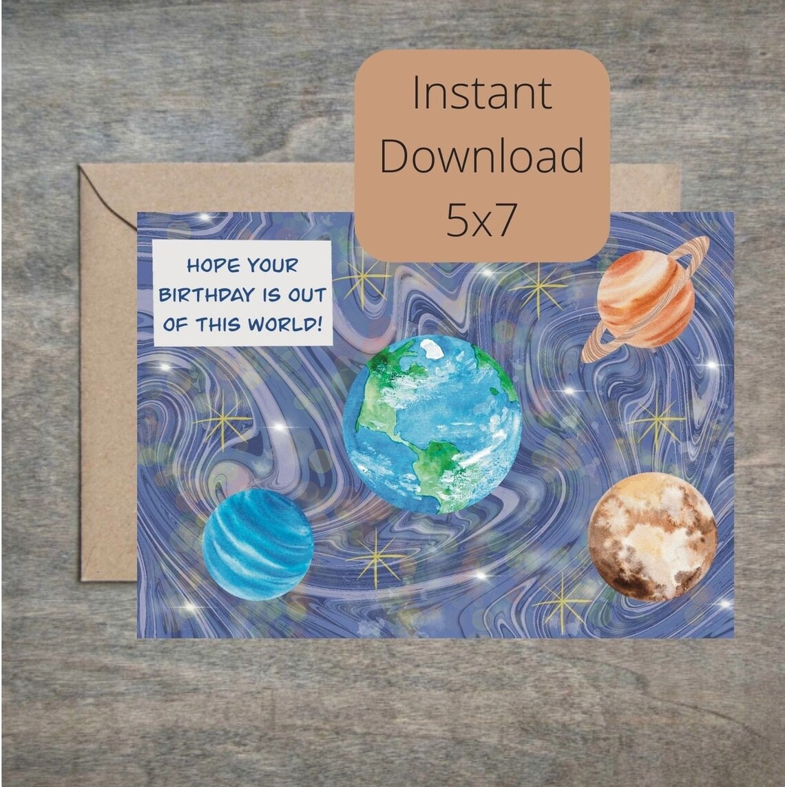 Birthday Out of This World Planets Printable Greeting Card | Solar ...