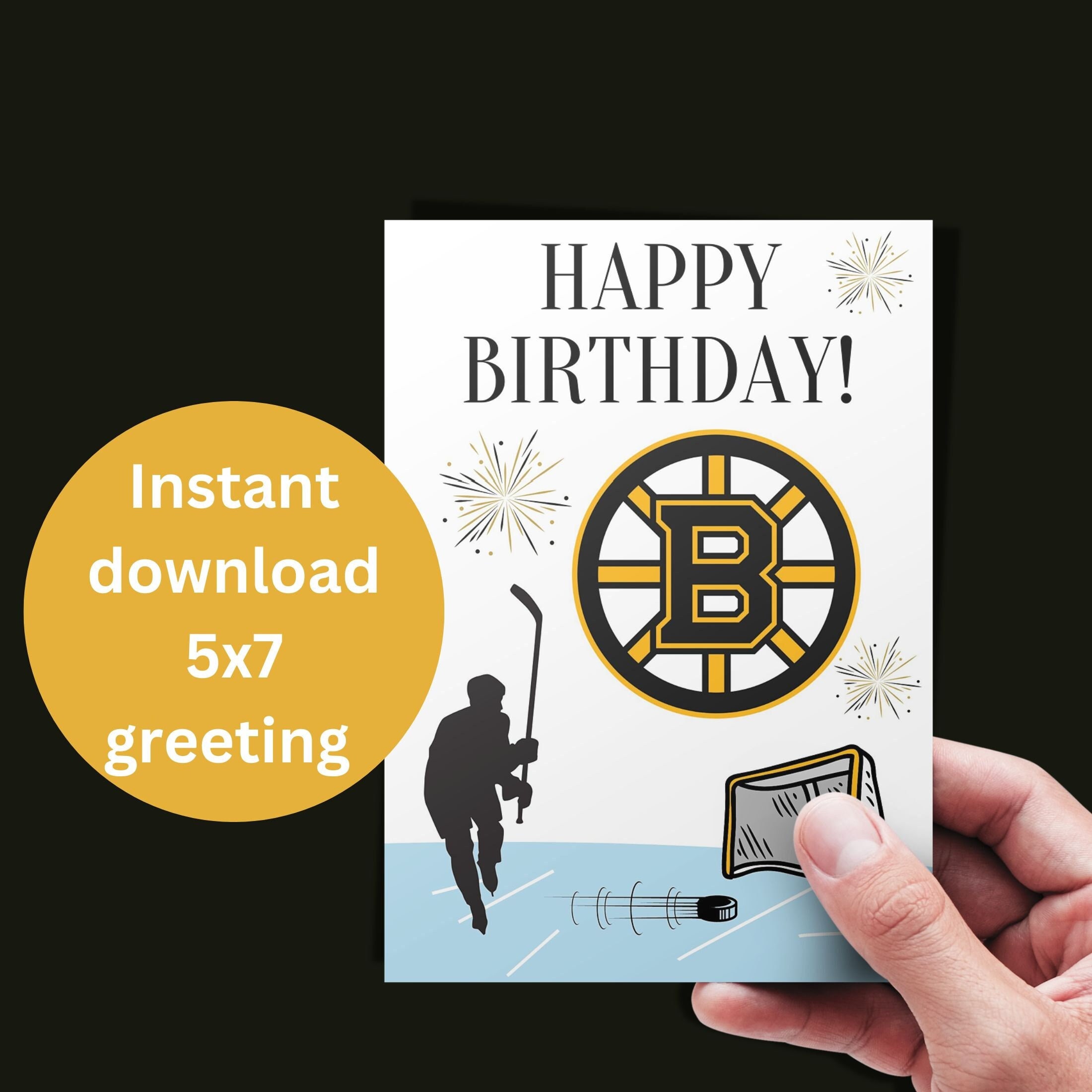 Happy Birthday Bruins Hockey Printable Greeting Card Happy Birthday ...