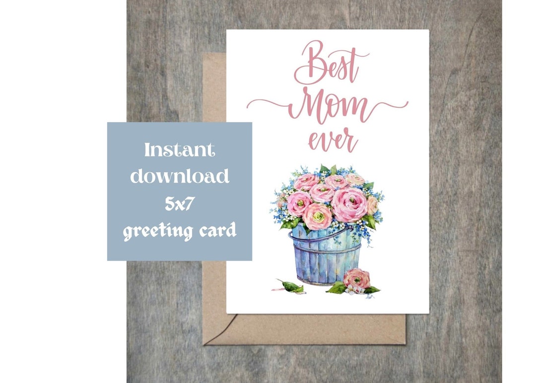 Best Mom Ever Printable Greeting | Birthday Mom Plant Instant Download ...