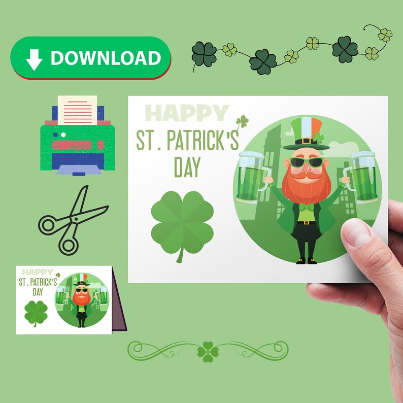 St Patricks Day Printable Greeting Card St Patricks Day Printable Card ...