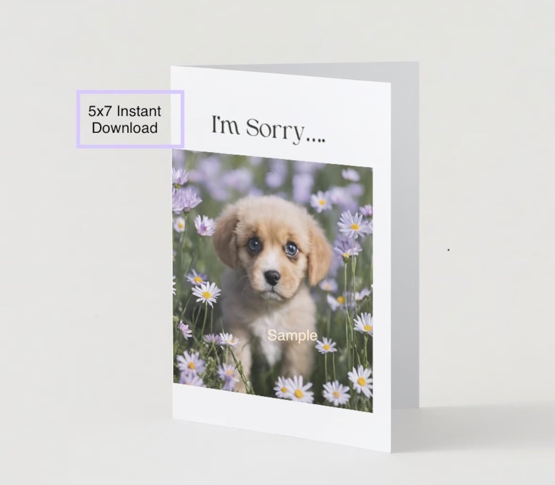 Printable Im Sorry Puppy Greeting Card, Watercolor Print, Sad Puppy ...