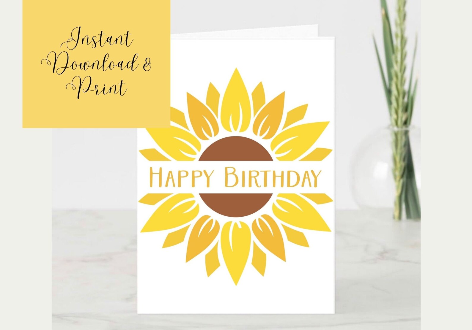Happy Birthday Sunflower Printable Greeting Card | Sunflower ...