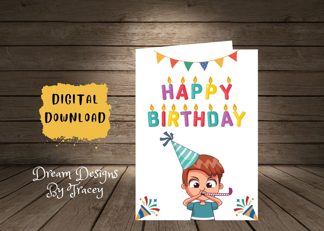 Boy Happy Birthday Printable Greeting Card Cute Birthday Boy Printable ...