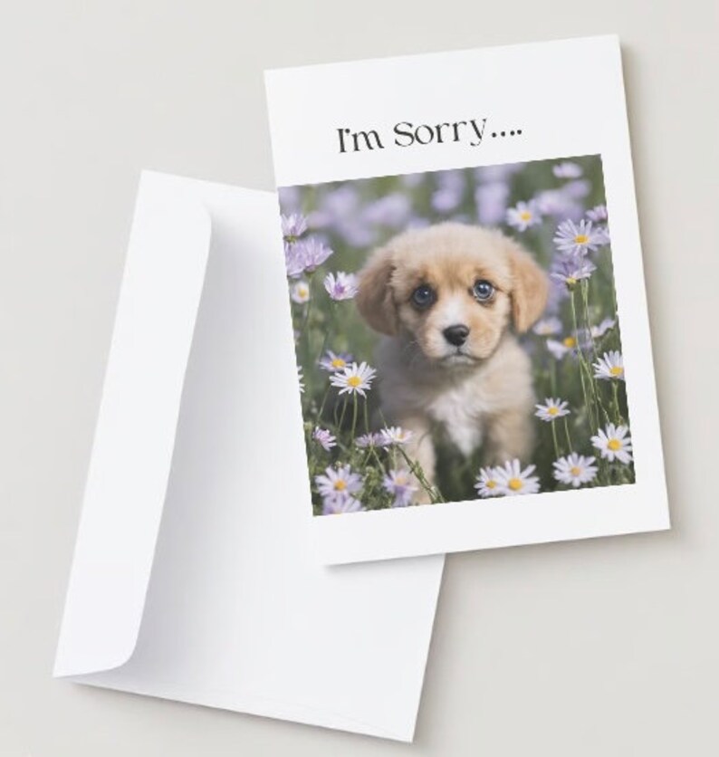 Printable Im Sorry Puppy Greeting Card, Watercolor Print, Sad Puppy ...