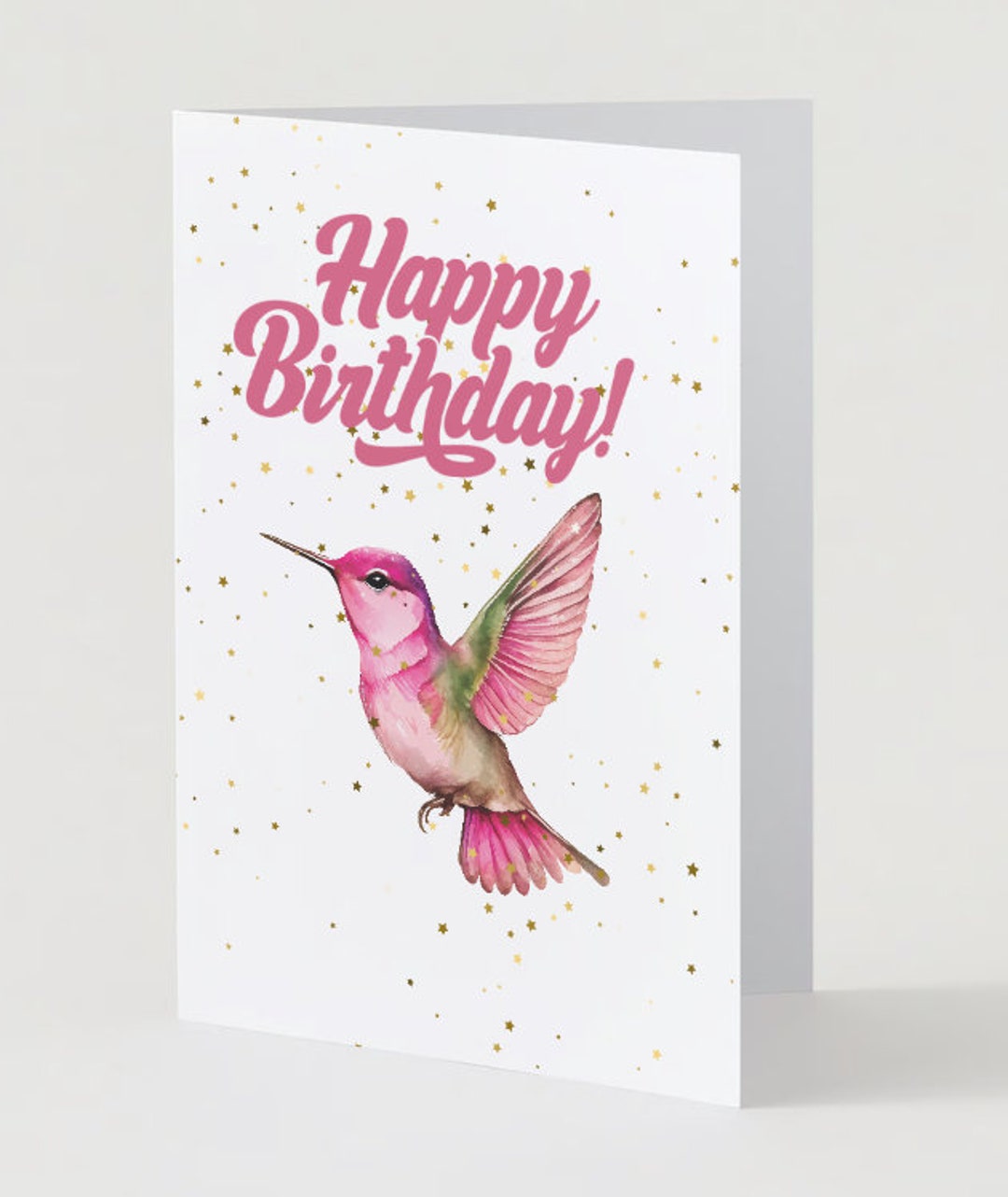 Happy Birthday Hummingbird Printable Card | Pink Hummingbird | Instant ...