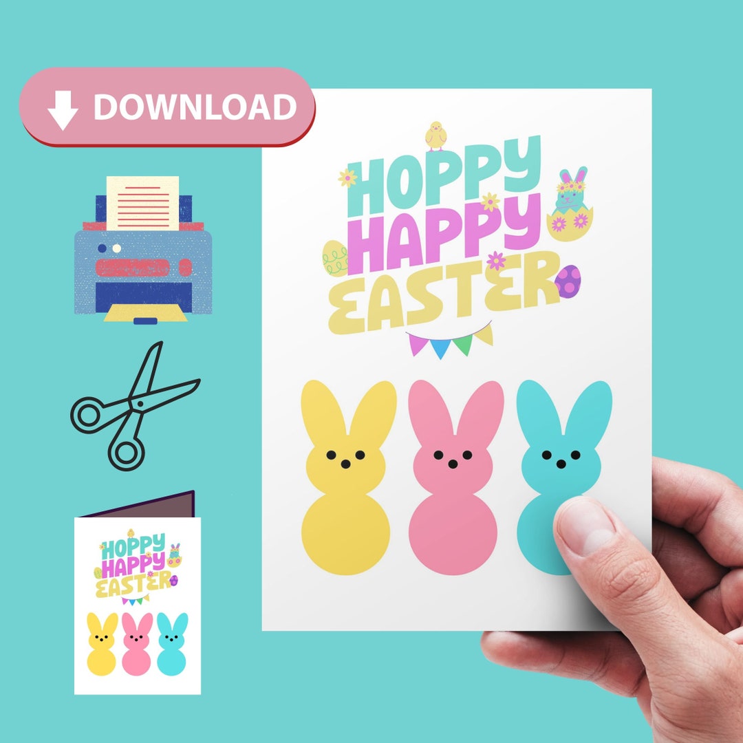 Happy Easter Peeps Printable Card (digital Download) - Etsy
