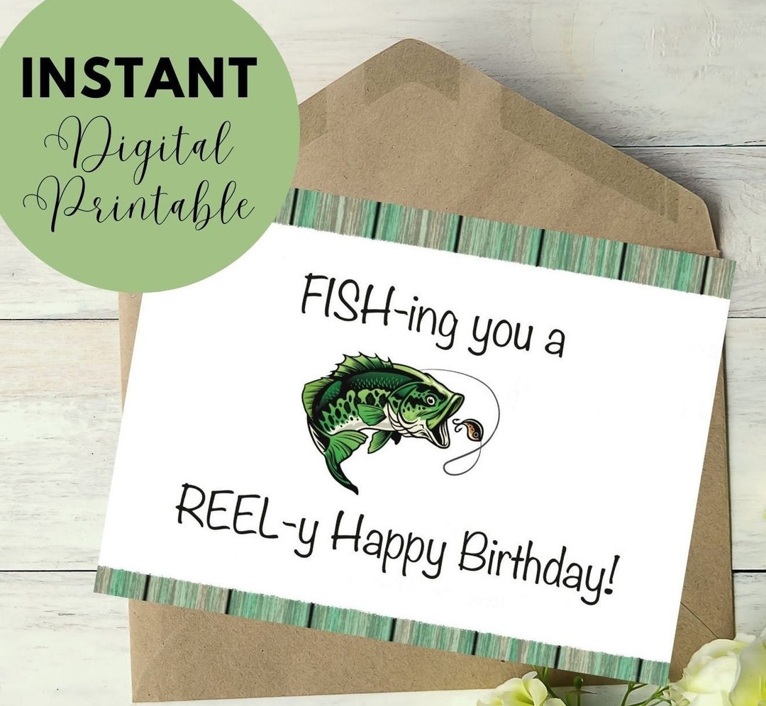 Funny Fishing Birthday Card | Printable Fish Pun (digital Download) - Etsy