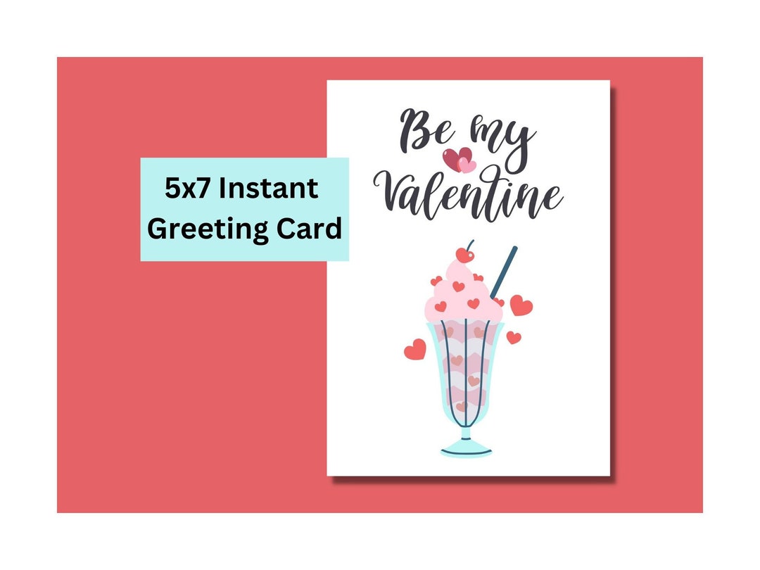 Be My Valentine Card | Printable Greeting Card (PDF) - Etsy