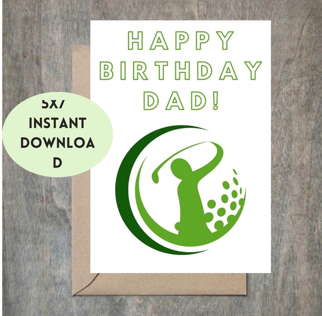 Happy Birthday Dad Golf Printable Card |happy Birthday Dad Instant ...