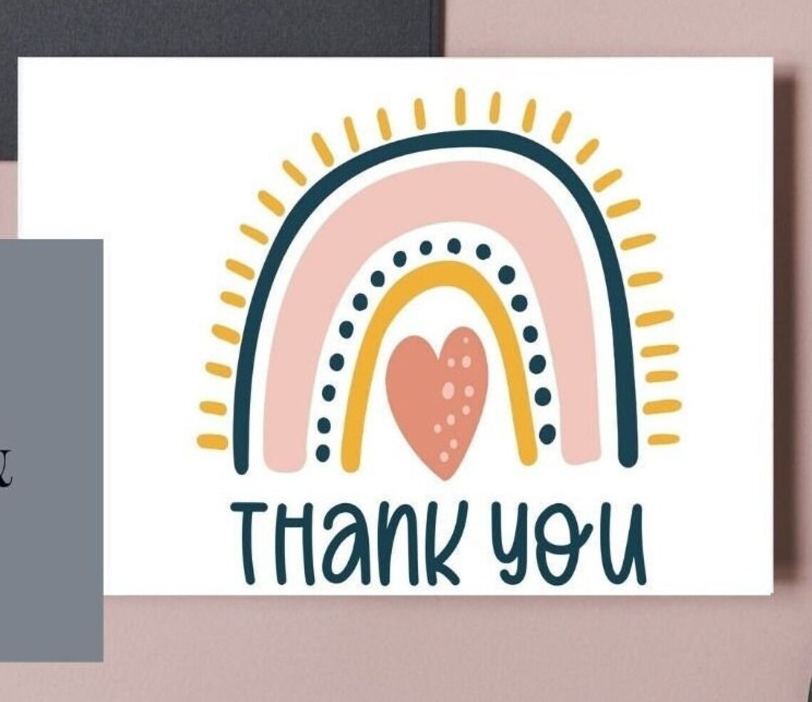 Thank You Boho Rainbow Greeting Card | Printable Boho Rainbow Thank You ...