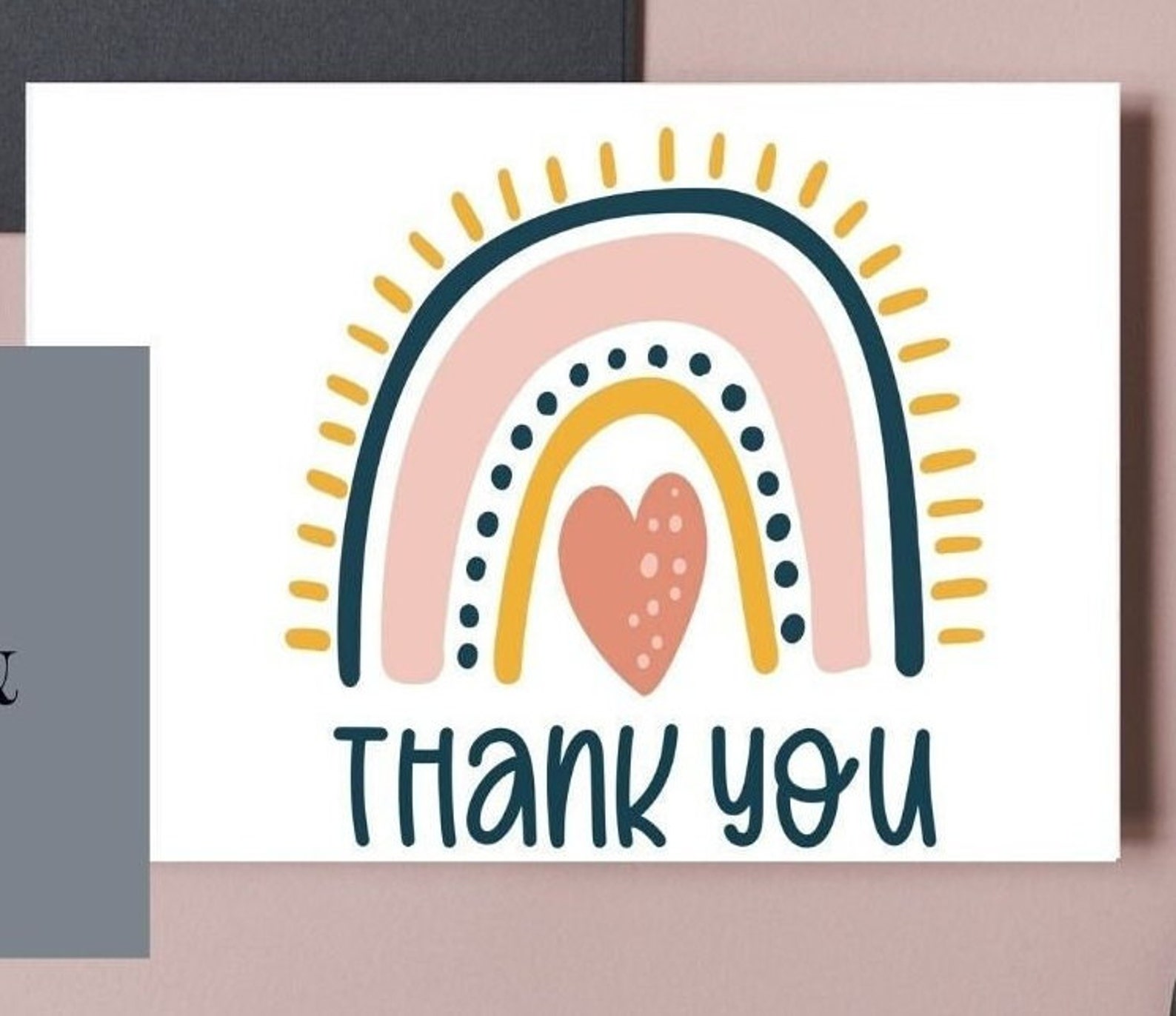 Thank You Boho Rainbow Greeting Card | Printable Boho Rainbow Thank You ...