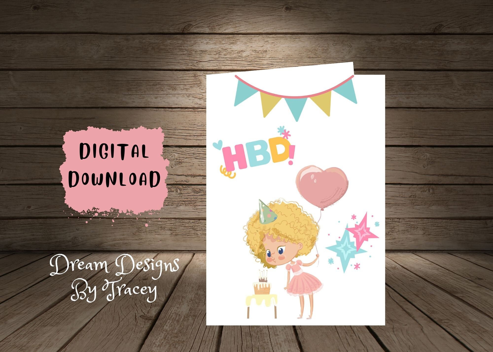 Girl HBD Happy Birthday Printable Greeting Cute Birthday - Etsy