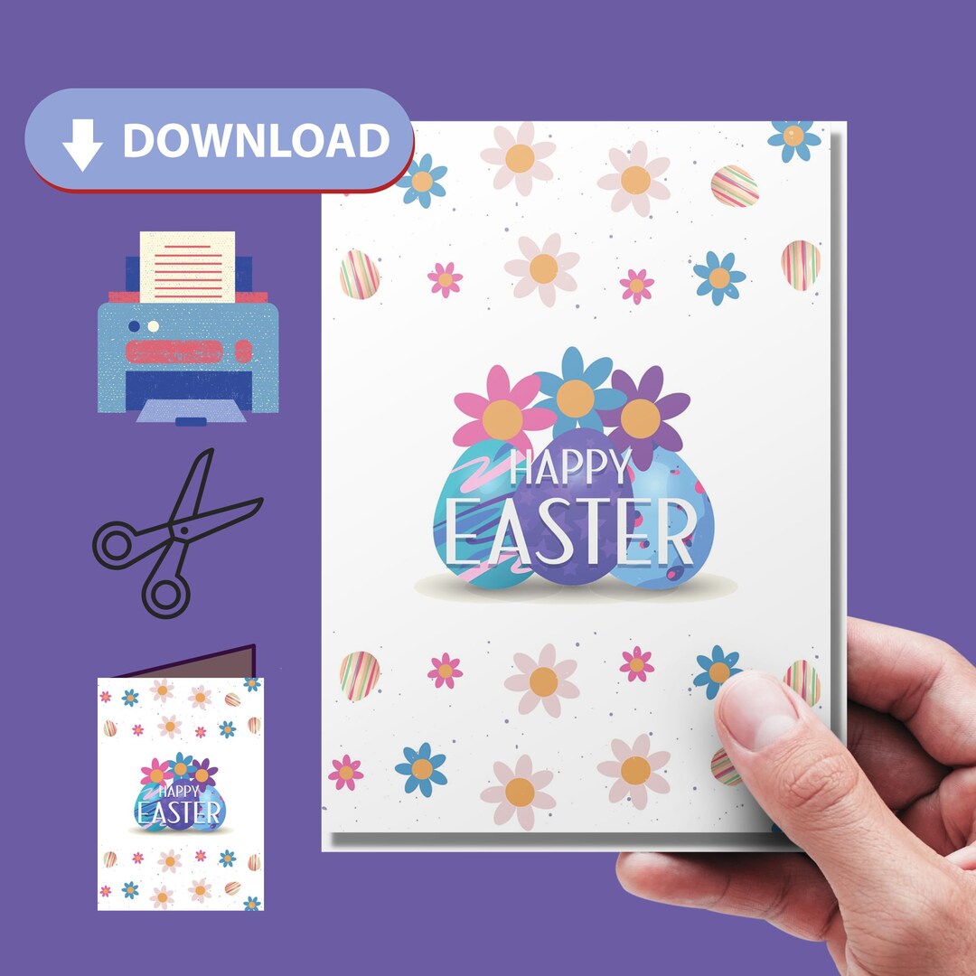 Happy Easter Printable Greeting Card Easter Printable Card Happy Easter ...