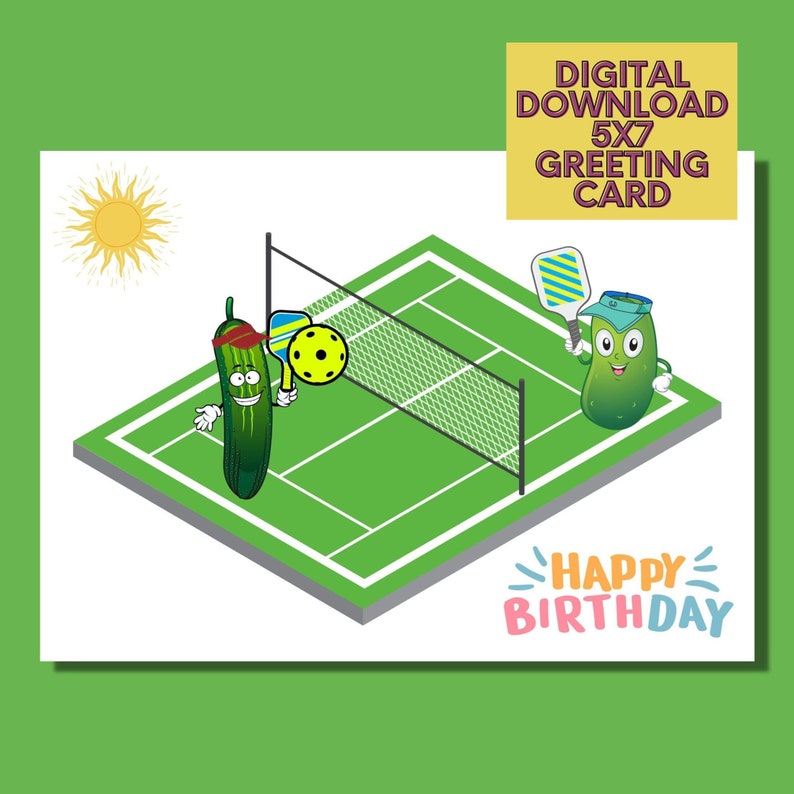 Fun Pickle Ball Printable Greeting Card | Pickle Ball Printable Card ...