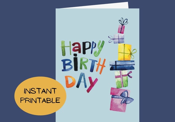 Happy Birthday Presents Printable Greeting Card Happy - Etsy