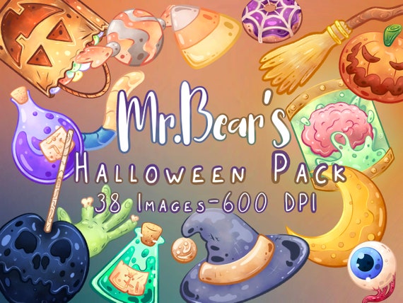 Mr.bear's Halloween Pack Clipart Original & Hand-drawn - Etsy