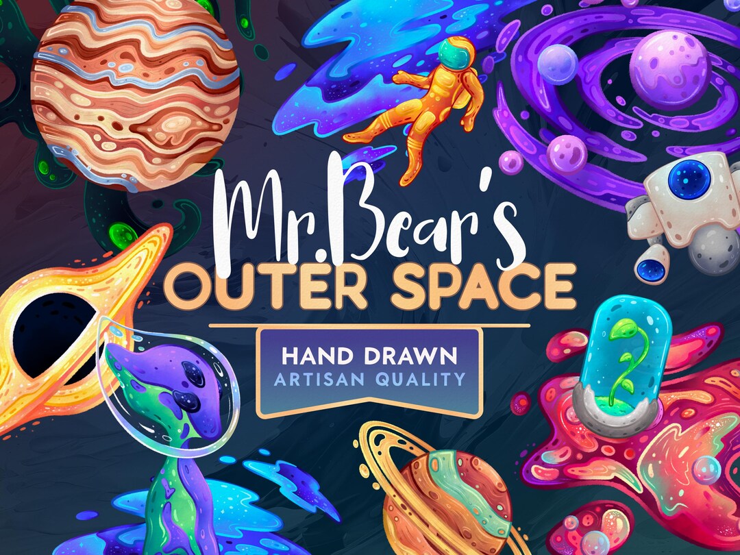 Outer Space Clipart Bundle - 39 Hand-drawn Pngs of Planets, Stars ...