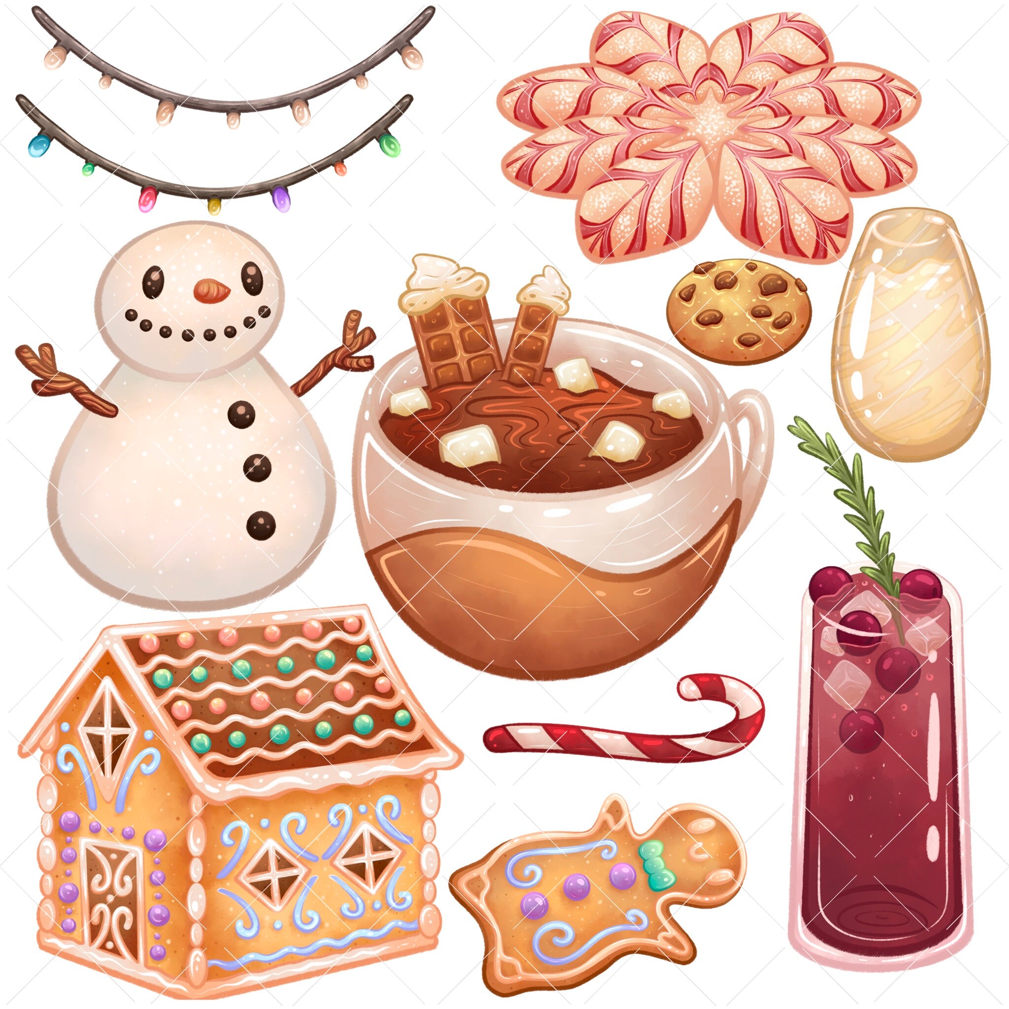 Mr.bear's Christmas Pack Clipart Original & Hand-drawn Watercolor High ...