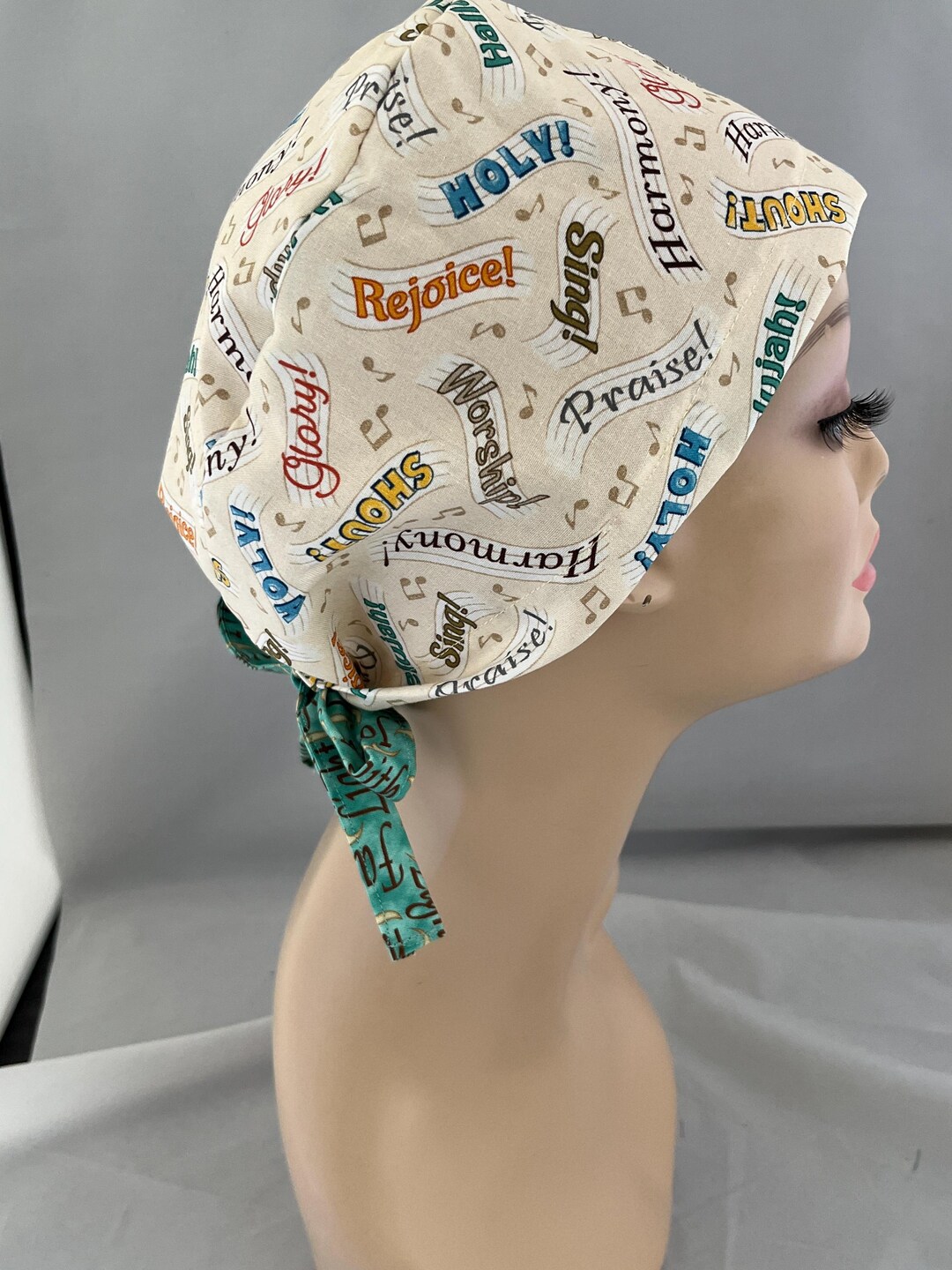 Tie Back Scrub Hat Praise Religious Christian CRNA CNOR Dr Scrub Cap ...