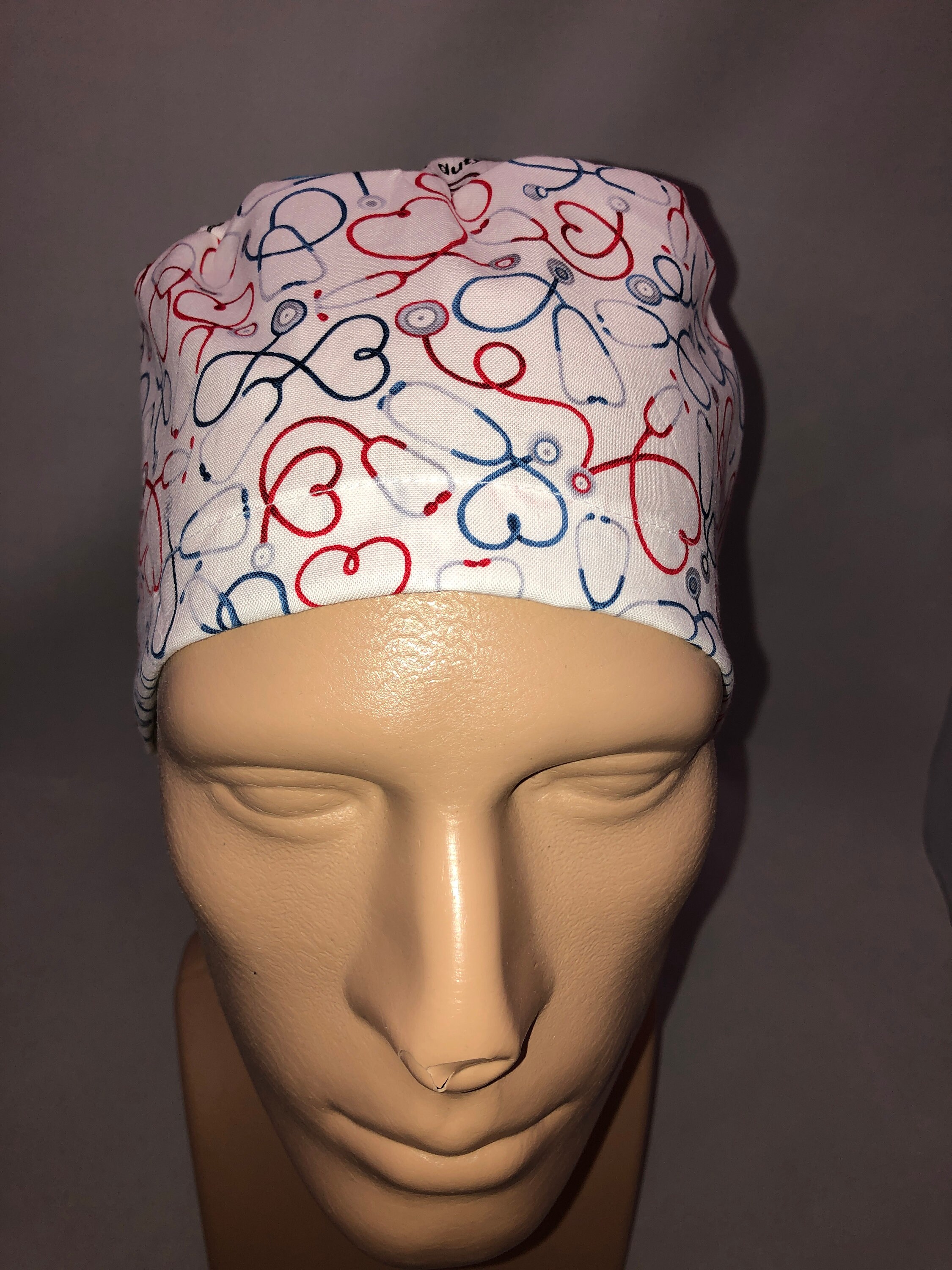 Healthcare Hero Stethoscope Combo Tie Back Scrub Hat CRNA CNOR Dr Skull ...