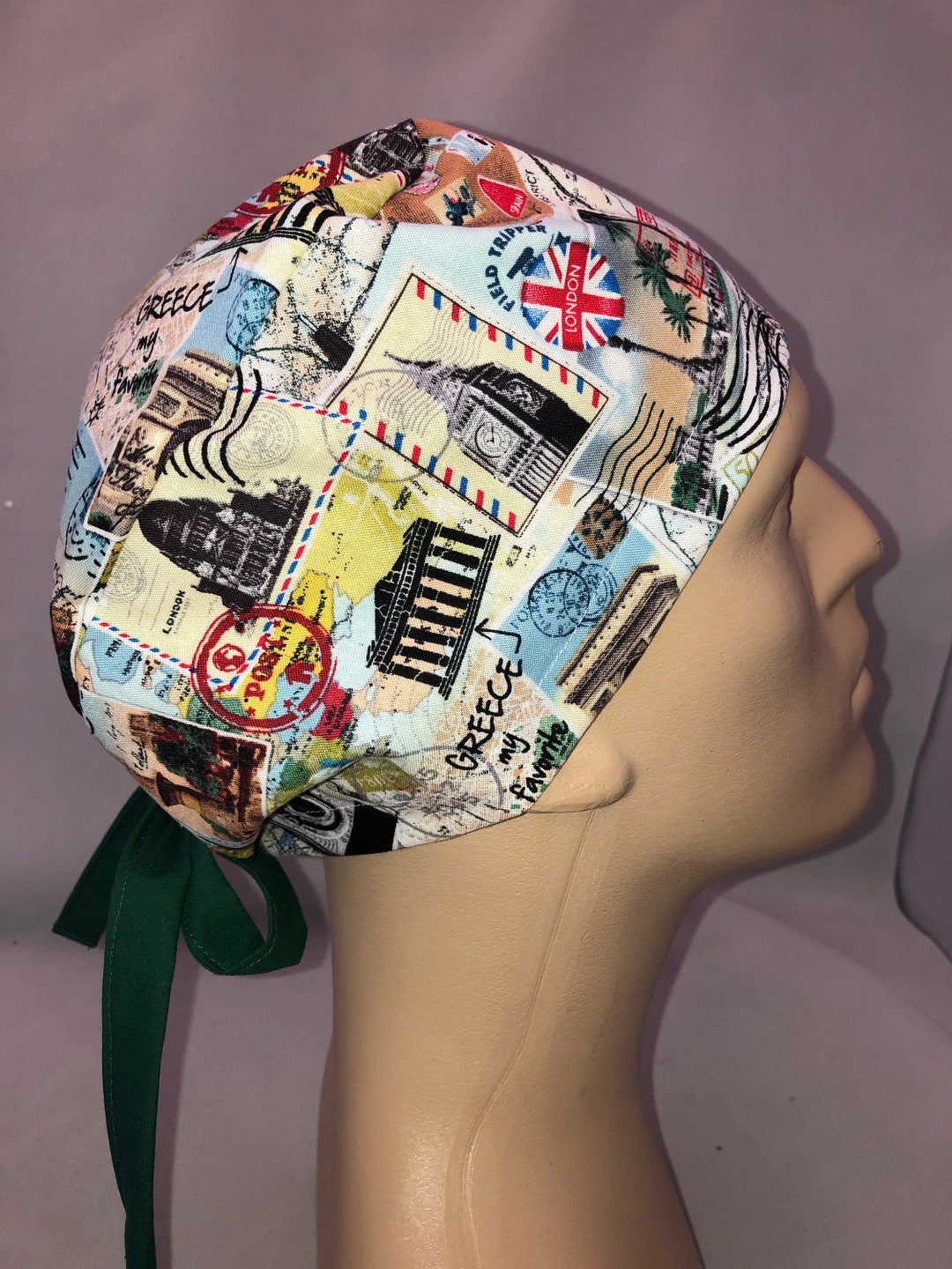 Tie Back Scrub Hat Travel International CRNA CNOR Dr Scrub Surgeon ...