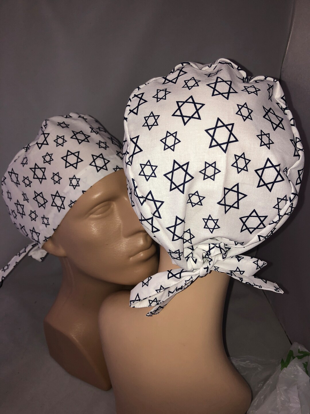 Star of David Hanukkah Chanukah Tie Back Scrub Hat CRNA CNOR Dr Skull ...