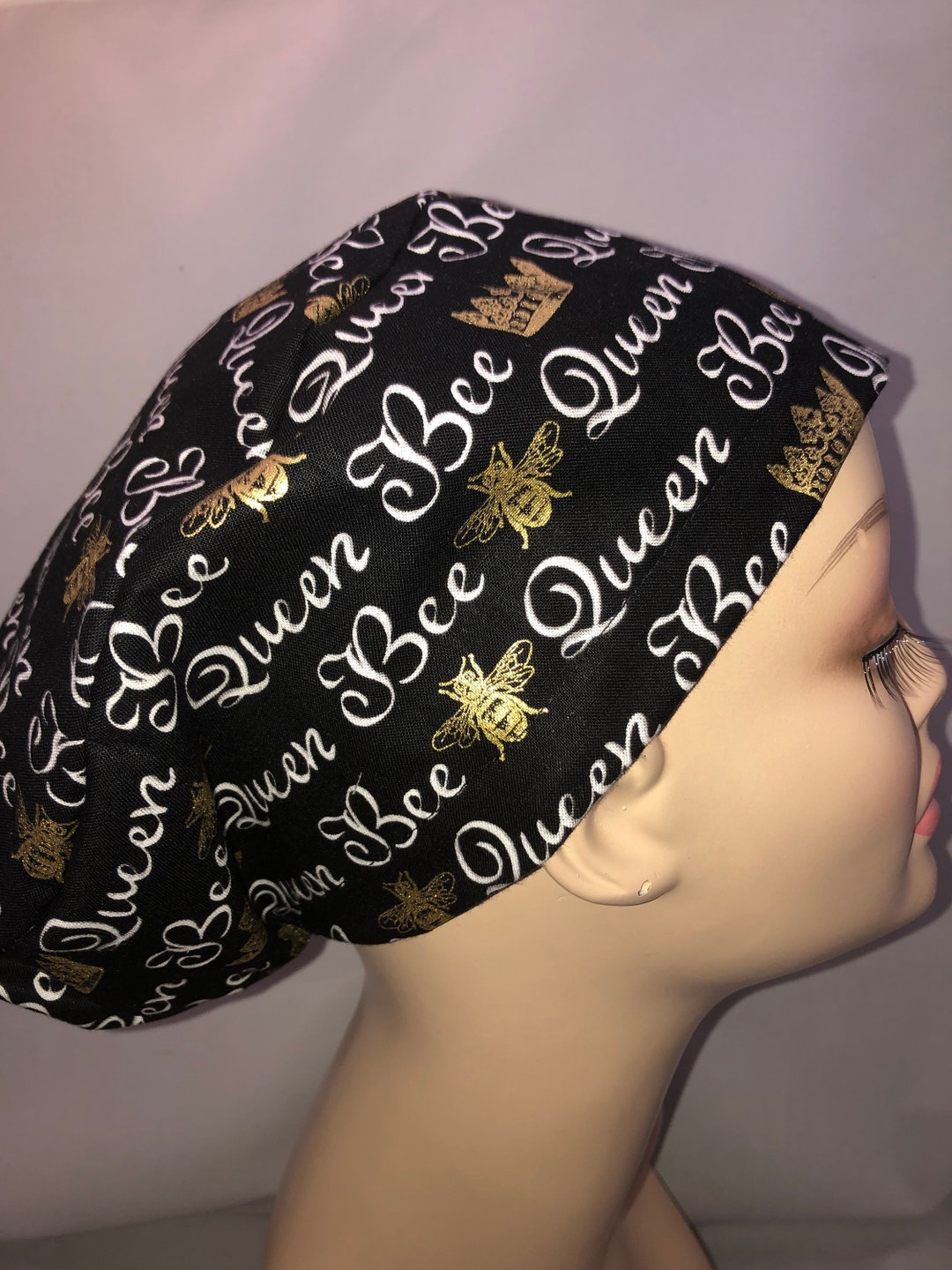 Euro Scrub Hat Queen Bee Black Gold Toggle Adjustable CRNA CNOR - Etsy